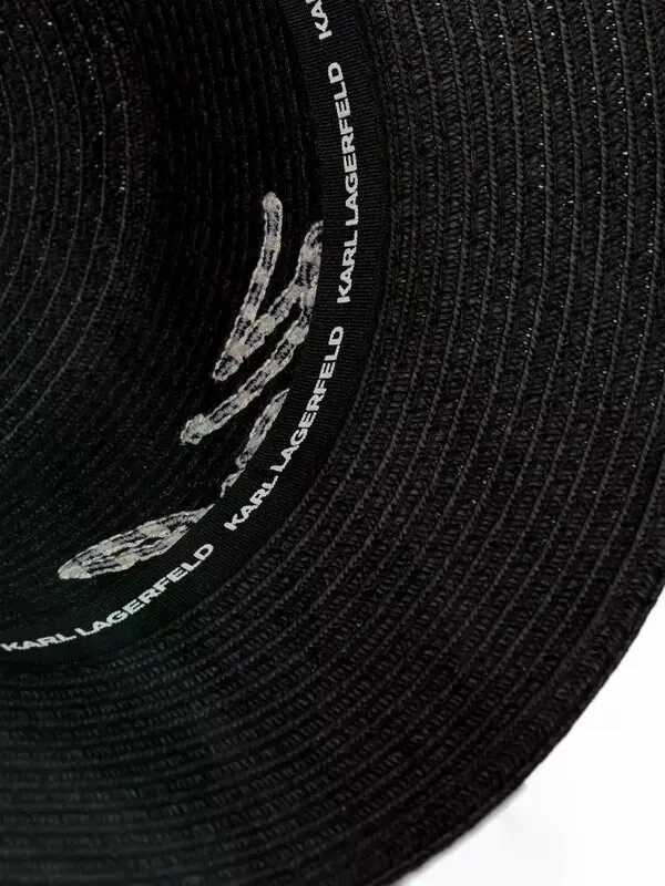 Karl Lagerfeld Woven Bucket Hat With Logo Patch