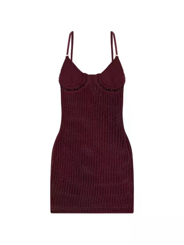 Attico Crochet-knit Cut-out Mini Dress - Red