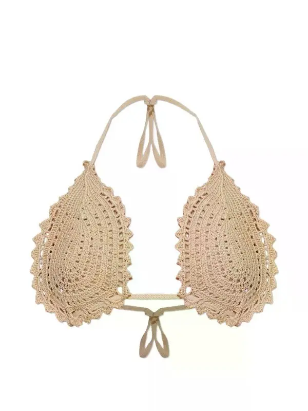 Attico Crochet Scalloped-edge Bra - Neutrals