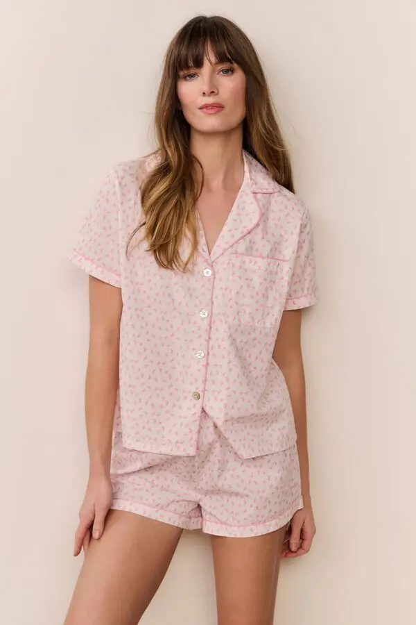 LoveShackFancy Midnight Haze Polo Pj Short Set - Barely Pink