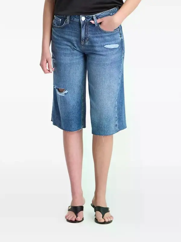 Guess Distressed Raw-cut Hem Denim Shorts - Blue