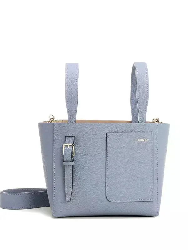 VALEXTRA Mini Signature-detail Tote Bag - Blue