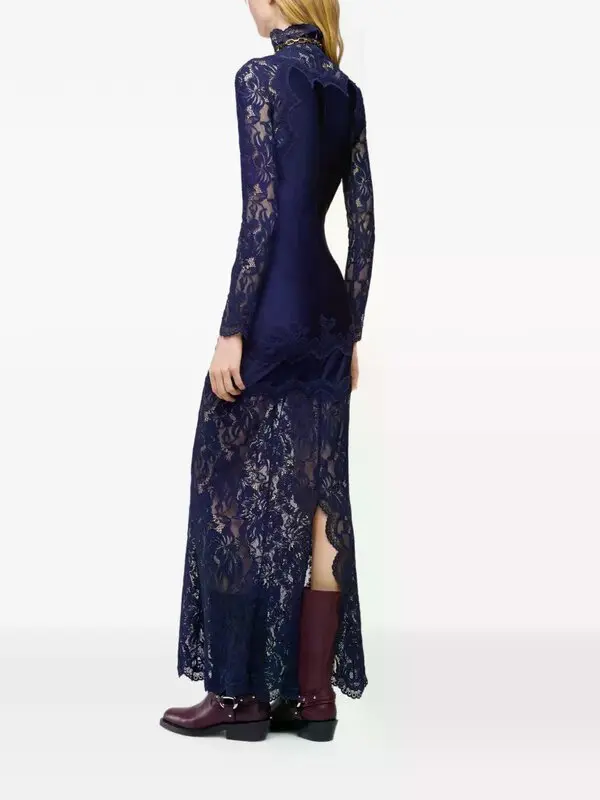 Rabanne Lace-panelled High-neck Maxi Dress - Blue