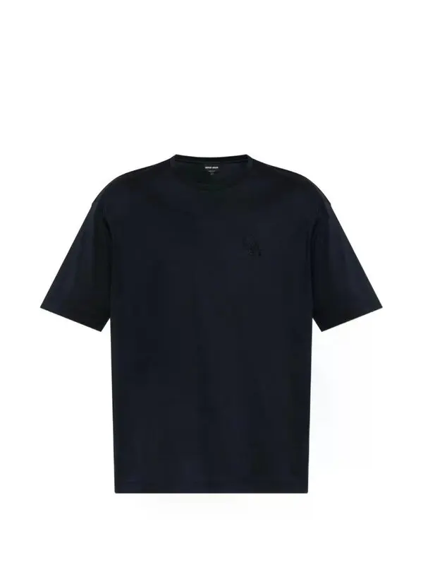 Giorgio Armani Logo-embroidered T-shirt - Blue