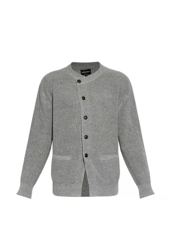 Giorgio Armani Off-centre Ribbed-knit Cardigan - Grey