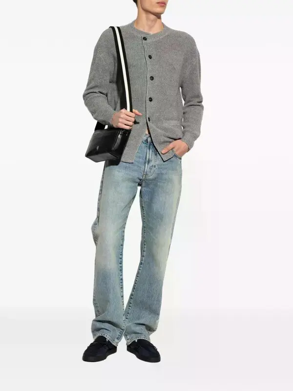Giorgio Armani Off-centre Ribbed-knit Cardigan