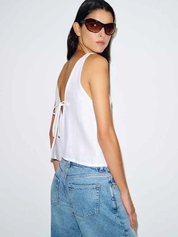 REFORMATION Annika Sleeveless V-neck Top - Ivory