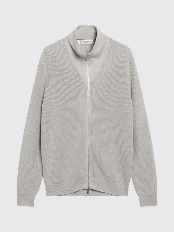 Brunello Cucinelli Zip-up Ribbed Knit Sweater