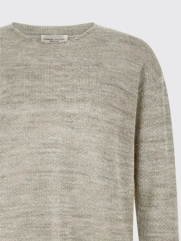 ROBERTO COLLINA Cotton And Linen Crew Neck Sweater - Grey