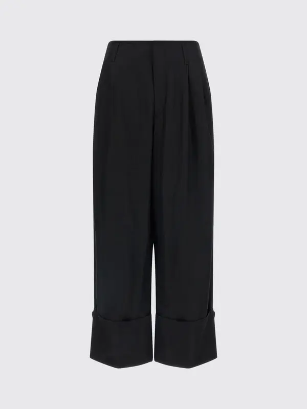 DARKPARK High-waist Wide-leg Cropped Trousers In Viscose Blend With Cuffs