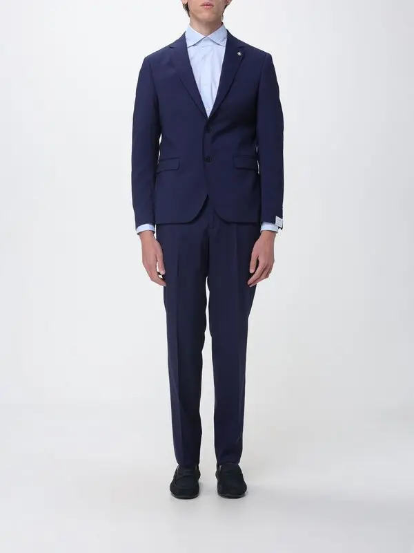 MANUEL RITZ Single-breasted Stretch Wool Suit - Blue