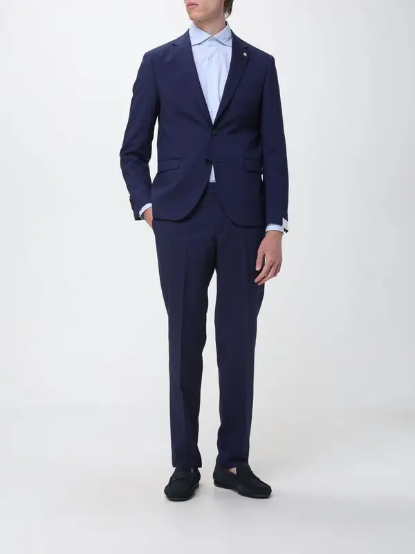 MANUEL RITZ Single-breasted Stretch Wool Suit - Blue