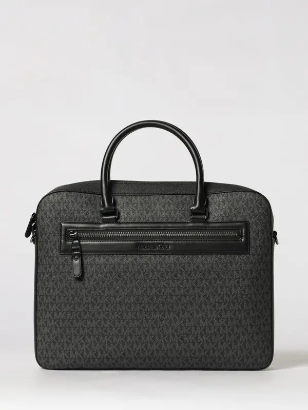 Michael Kors Coated Cotton Business Bag With Mk Monogram - Black