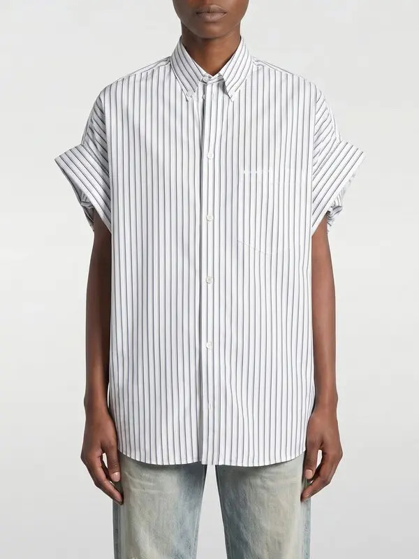Balenciaga Striped Cotton Shirt - White