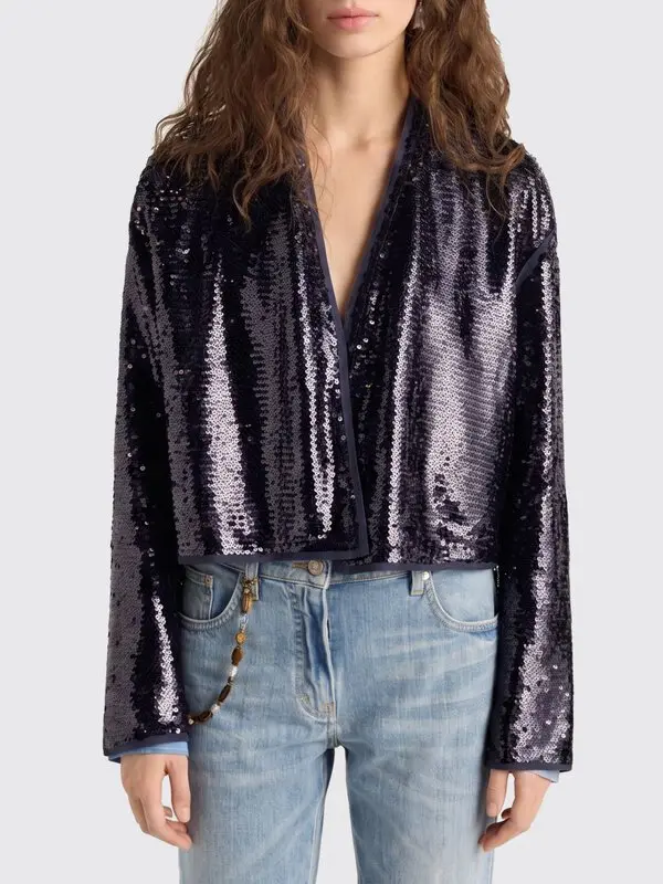 Momoni Sequined Polyester Jacket - Blue