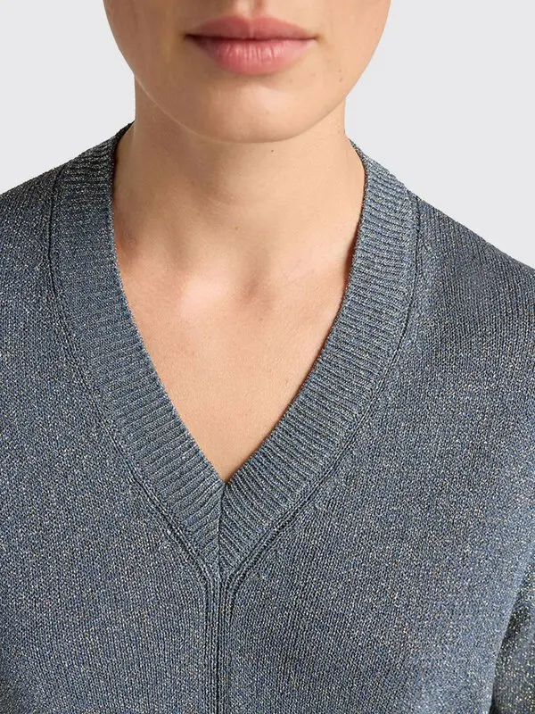 Momoni Lurex Viscose V-neck Sweater