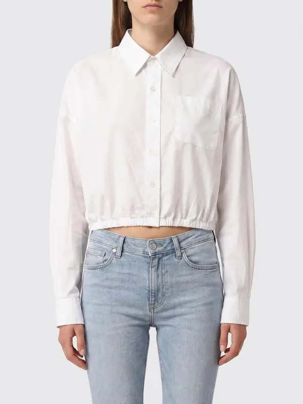 R13 Cropped Shirt With Classic Collar - White