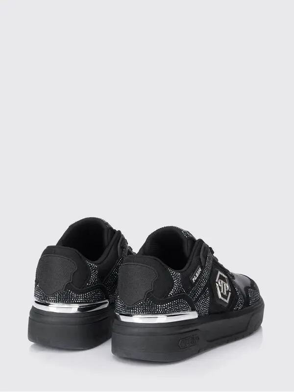 Philipp Plein Sk8r Leather Sneakers With Applied Rhinestones - Black