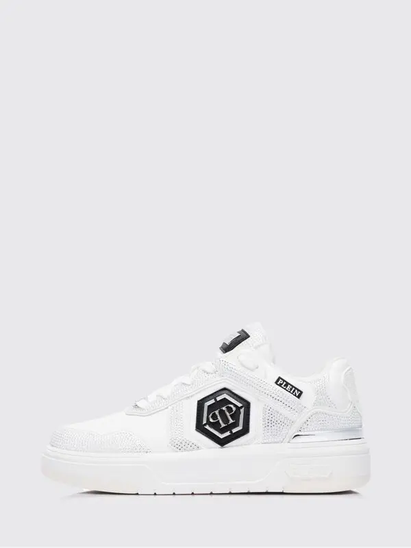 Philipp Plein Sk8r Embellished Leather Low Top Sneakers - White