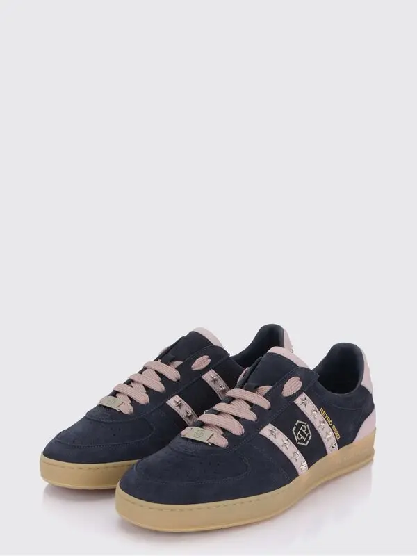 Philipp Plein Retro Rebel Suede Sneakers With Applied Stars - Blue
