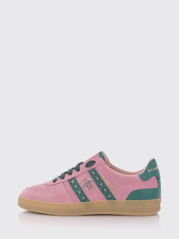 Philipp Plein Retro Rebel Suede Sneakers With Applied Stars - Fuchsia