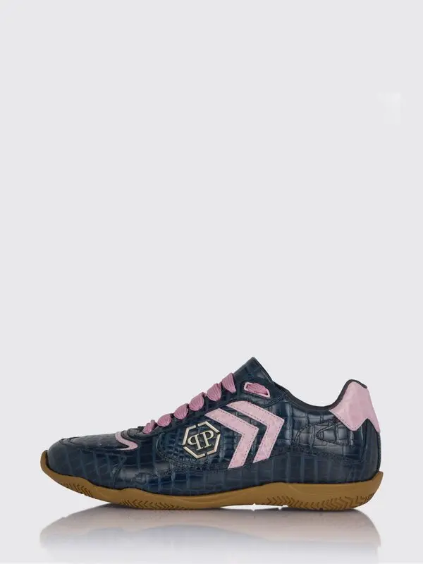 Philipp Plein Pit-$top Crocodile Print Leather Sneakers - Blue