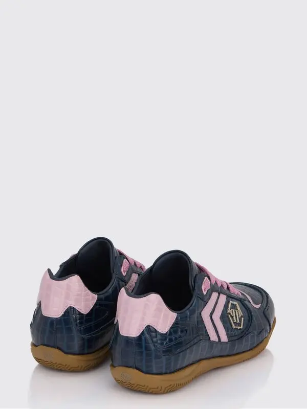 Philipp Plein Pit-$top Crocodile Print Leather Sneakers - Blue