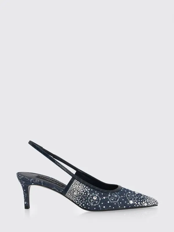 Philipp Plein Embroidered Monogram Rhinestone Slingback Pumps - Turquoise