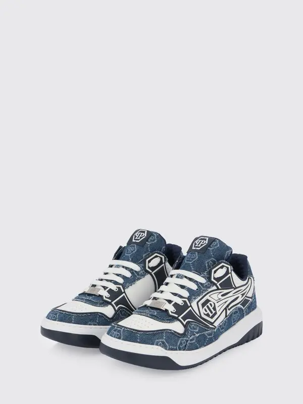 Philipp Plein Moonwalker Denim And Leather Sneakers