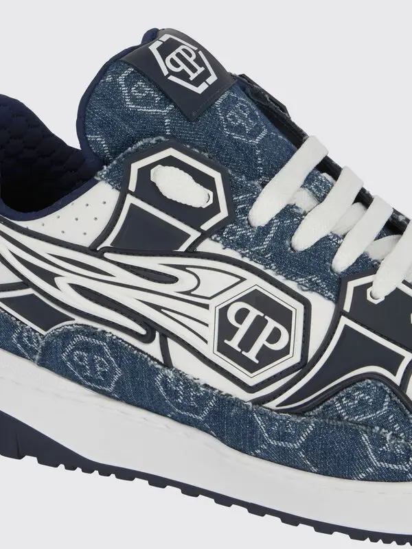 Philipp Plein Moonwalker Denim And Leather Sneakers