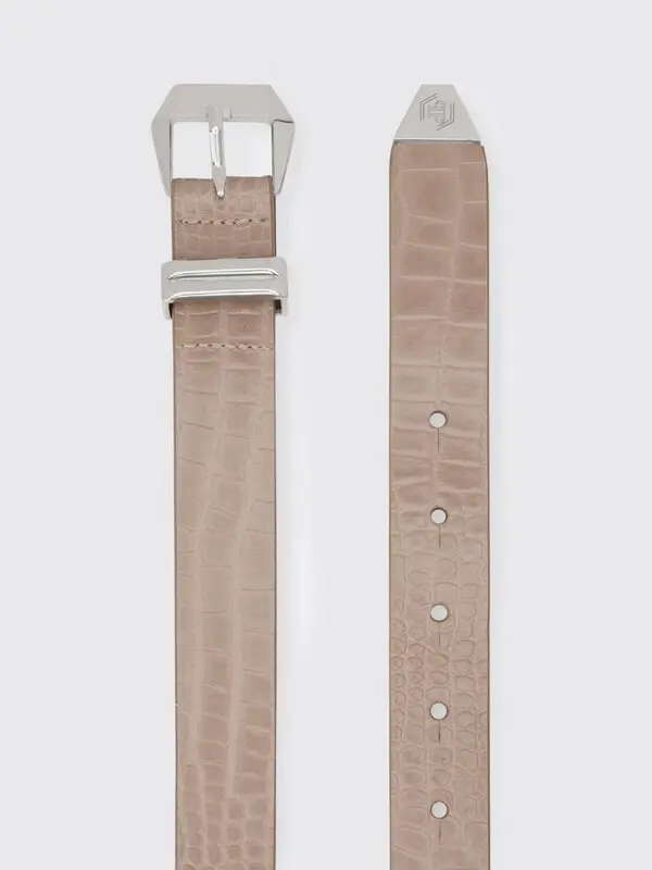 Philipp Plein Leather Belt With Crocodile Print - Beige