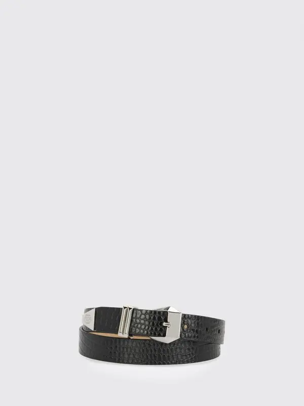 Philipp Plein Croc Effect Leather Belt - Black