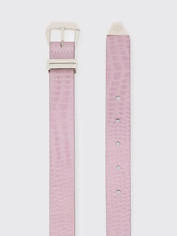Philipp Plein Leather Belt With Crocodile Print - Fuchsia