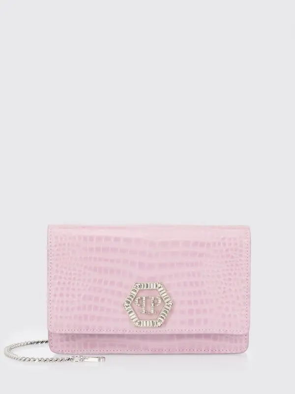 Philipp Plein Clutch With Embellished Logo - Fuchsia