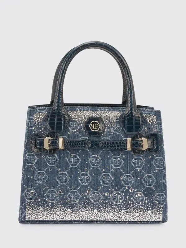 Philipp Plein Denim Bag With Rhinestone Embellishments - Turquoise