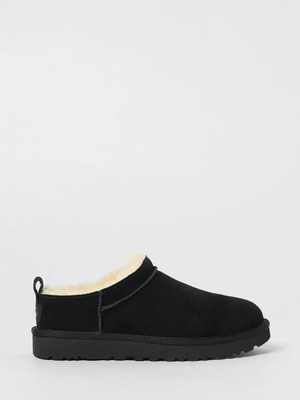 UGG Suede Leather Slip-on Ankle Boots With Wool Lining - Black