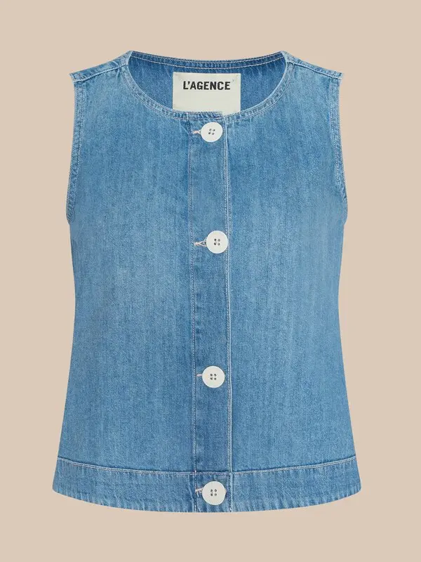 L'Agence Foster Sleeveless Denim Top