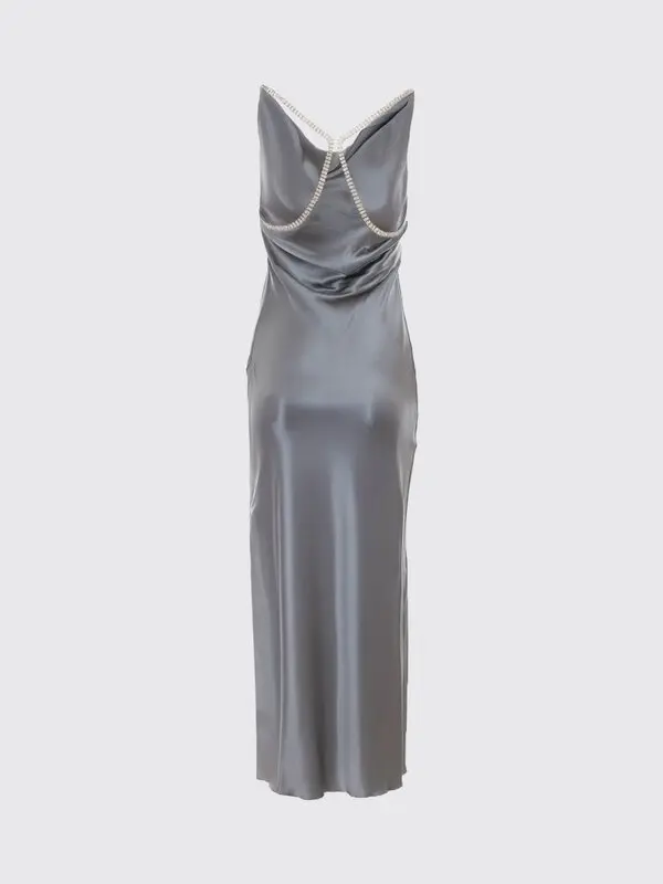 Patrizia Pepe Silk Slip Dress With Rhinestone Embellishment