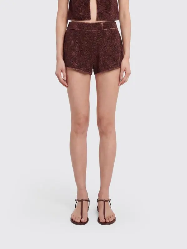 Oseree Textured Metallic Shorts - Cocoa