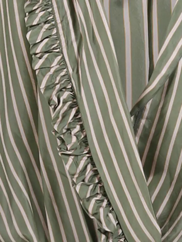 Dries Van Noten Striped Cupro Blouse With Ruffle Detail