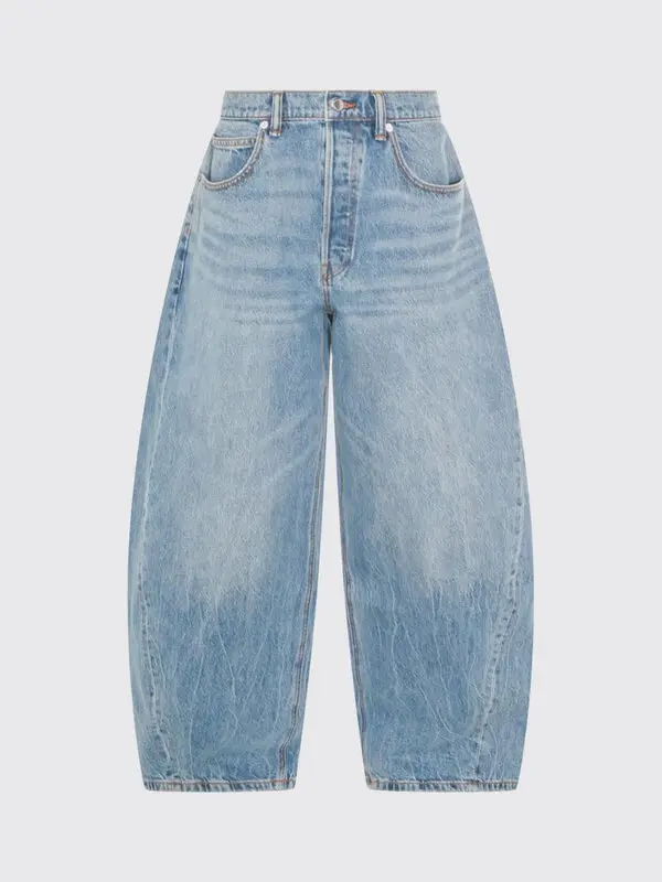 Alexander Wang High-waisted Rhinestone Logo Baggy Jeans - Indigo