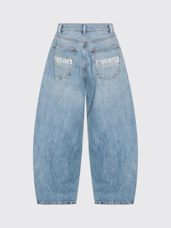 Alexander Wang High-waisted Rhinestone Logo Baggy Jeans - Indigo