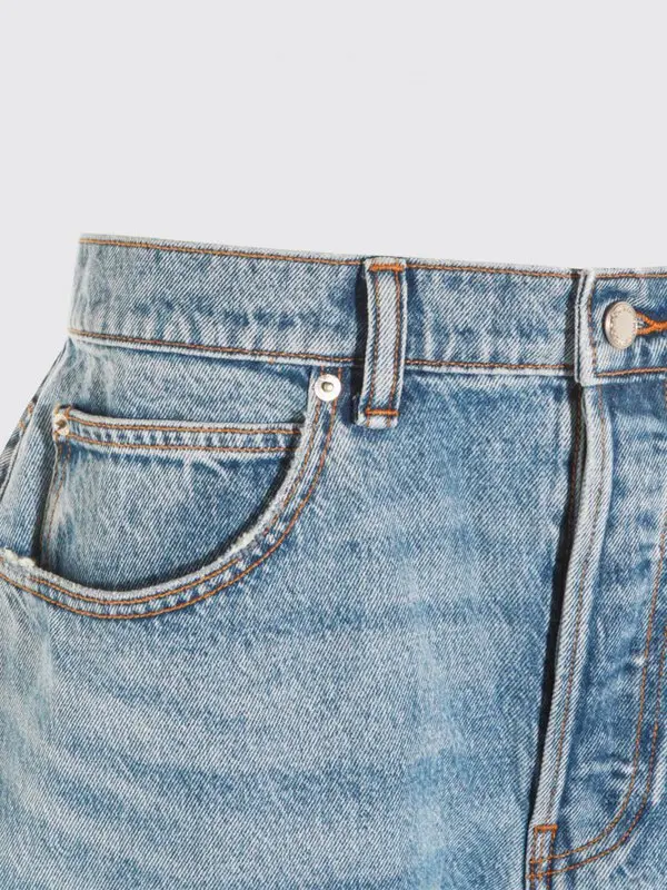 Alexander Wang High-waisted Rhinestone Logo Baggy Jeans - Indigo