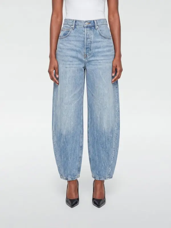 Alexander Wang High-waisted Rhinestone Logo Baggy Jeans - Indigo