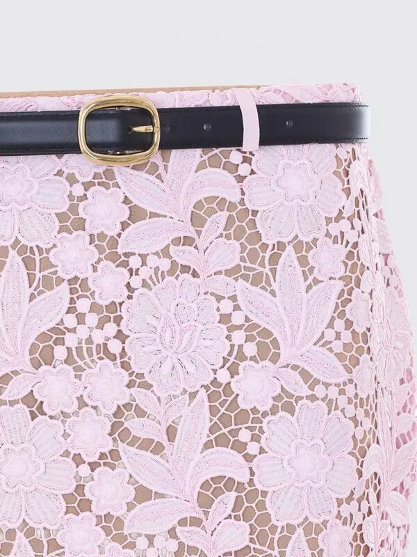 SELF-PORTRAIT Lace Pencil Midi Skirt - Pink