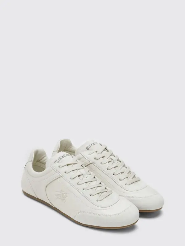 Burberry Knight Leather Lace-up Sneakers - Beige