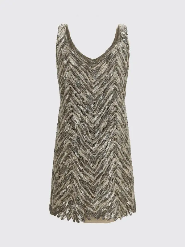 Brunello Cucinelli Embellished V-neck Sleeveless Dress