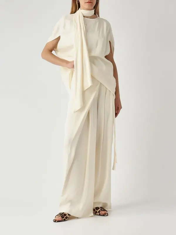 MEIMEIJ Rayon Blend Wide Leg Trousers