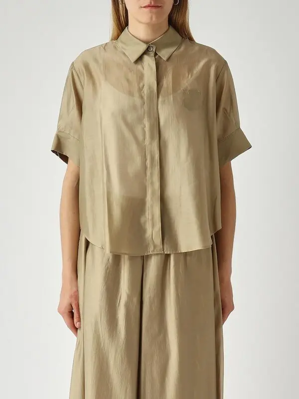 MEIMEIJ Lyocell Blend Shirt With Ruffles And Embroidery - Rope