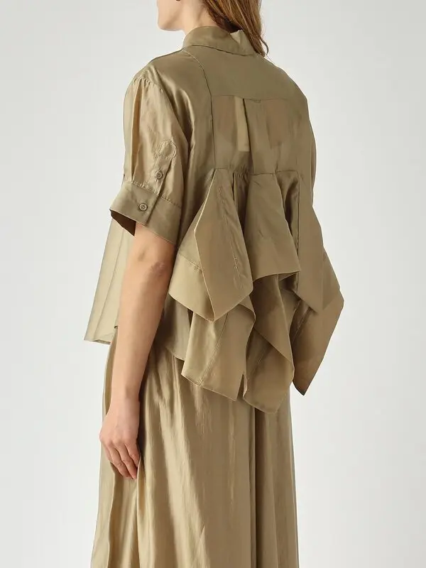 MEIMEIJ Lyocell Blend Shirt With Ruffles And Embroidery